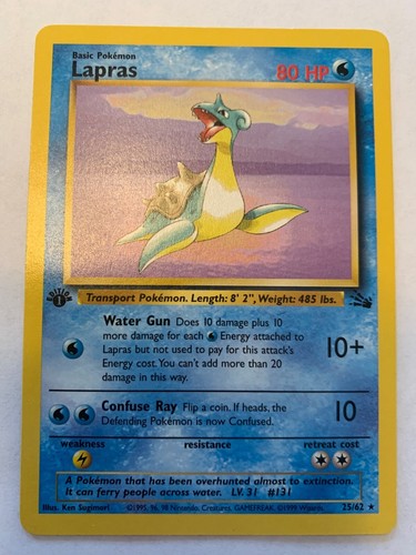 Pokémon TCG Lapras 25/62 Fossil 1st Edition Non-Holo Rare | eBay