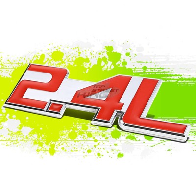 SILVER "2.4L"RED LETTER LOGO TRIM BADGE METAL EMBLEM DECAL AUTO ...