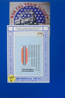 Microscale Decals HO Scale SP GP-9 Passenger Diesels Black Widow Scheme ...
