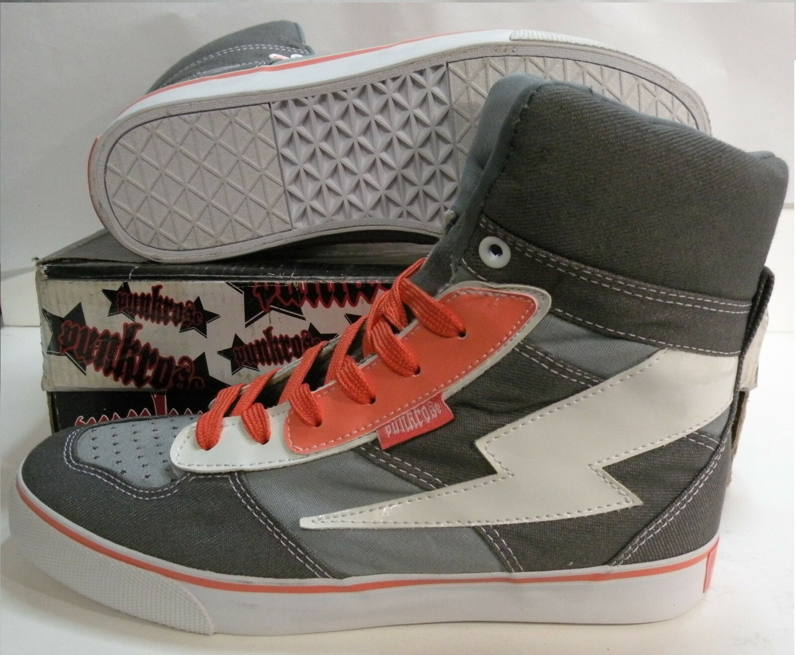 PUNKROSE SKECHERS MASTERS GYOR HI CANVAS WOMEN SHOES GREY/ORANGE SIZE 8 ...