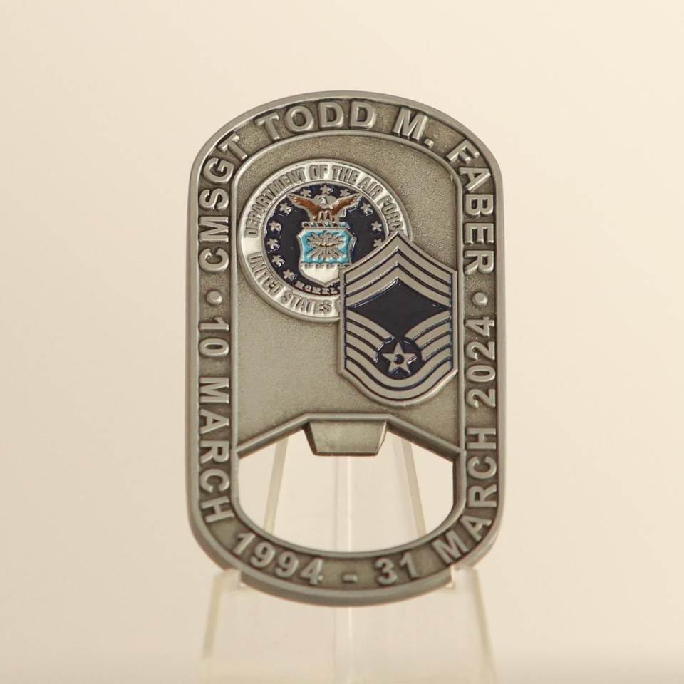 30-Year Service Challenge Coin Opener-Texas/USA Flag, for CMSgt Todd M ...