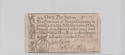 1771 NORTH CAROLINA Colonial Currency 1 Pound- NC-139 - Ungraded | eBay