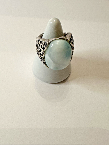 Stunning 925 SILVER Butterly Ring with Large Larimar Blue Stone Size 8.75 | eBay