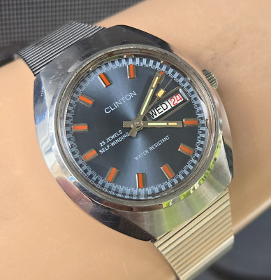 Vintage CLINTON men's automatic watch Ronda 1239-21 25Jewels swiss ...