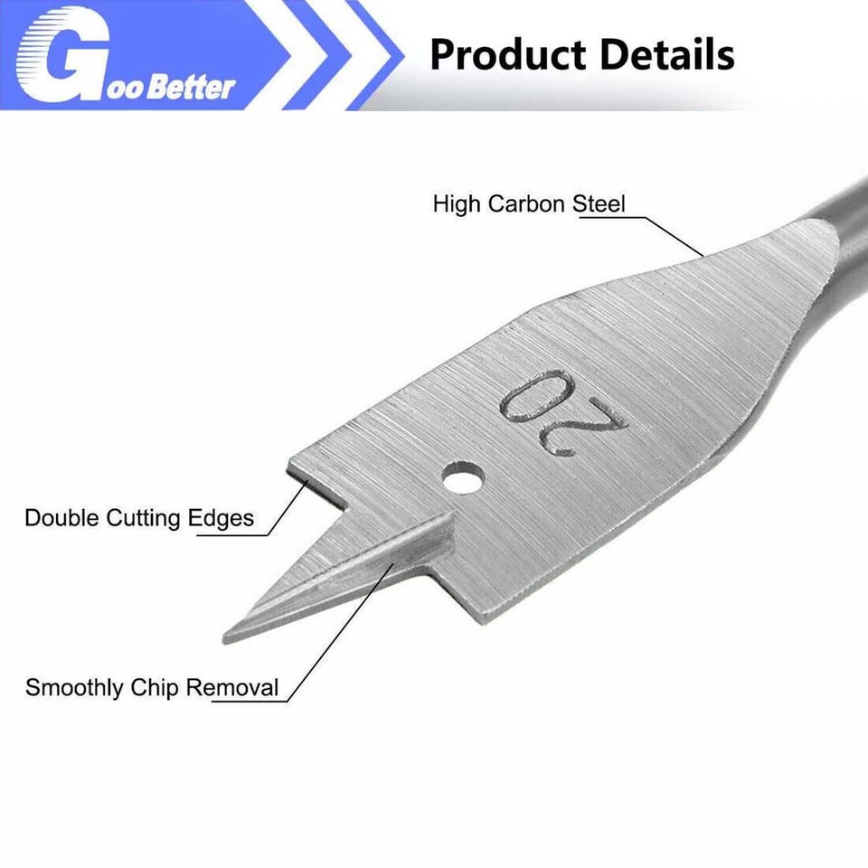 5 Pcs Spade Drill Bit Set Paddle Wood Boring Flat Woodworking 7/8" | eBay