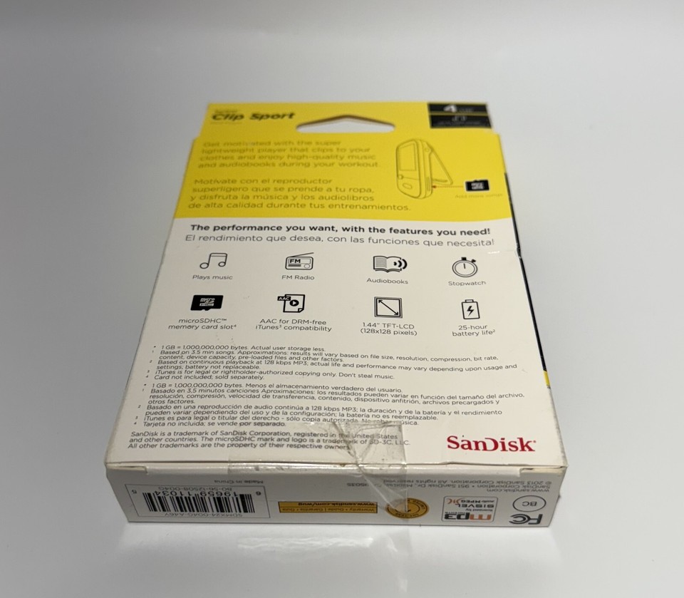 SanDisk Clip Sport MP3 Player with Radio 4GB Yellow Sealed in Box | eBay