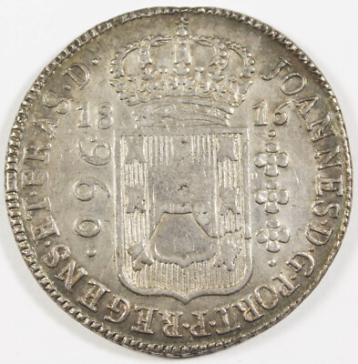 Brazil 1816 960 REIS 960R Silver Coin XF Toned Struck Over Mexican 8 ...