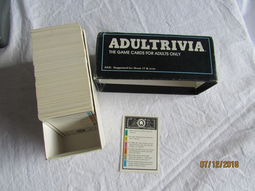 1984 Vintage ADULT TRIVIA Blue Box Card Game for Adults Only Couples ...