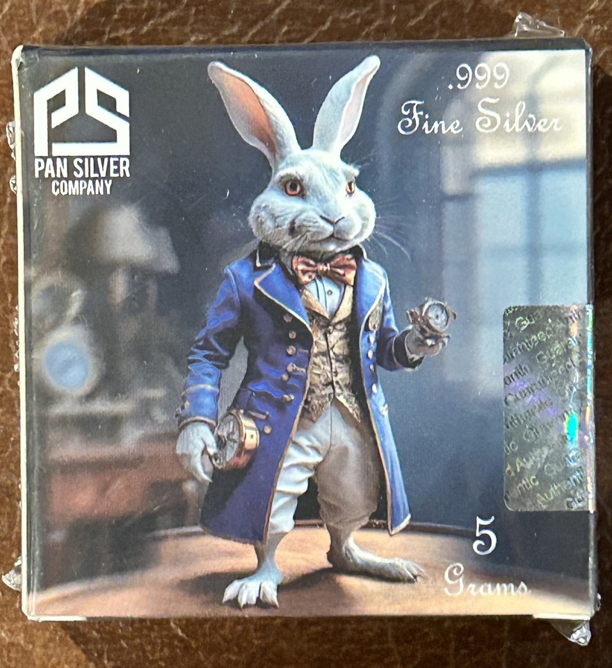 Lot of 5 Pan Silver Mystery Boxes 5g Ea Alice in a Jar and White Rabbit ...