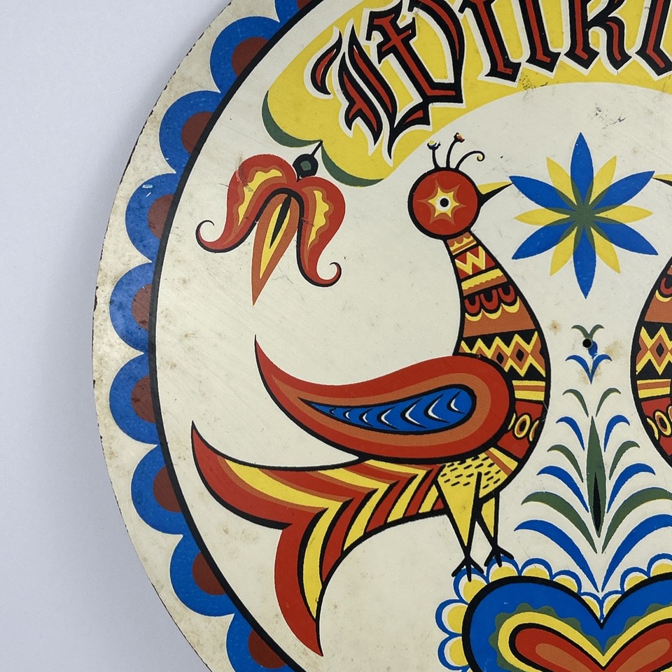 Vintage Wilkum (“Welcome”) Hex Sign 15.5” Round PA Dutch Folk Art Birds ...
