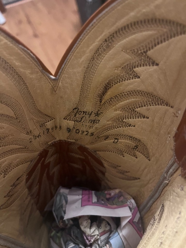 Vintage Tony Lama Black Label Signature Collection Full Quill Tan Boots ...