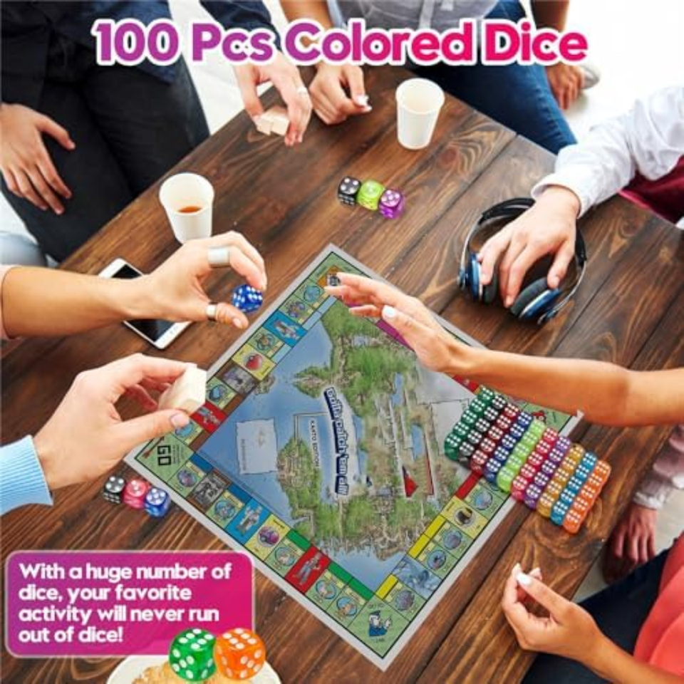 Share 100Pieces Colored Dice Set Standard Bulk Colors Dices Classroom ...