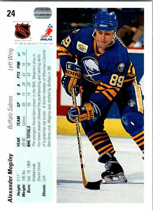 1990-91 UPPER DECK Hockey Rookie Card #24 - Alexander Mogilny, Buffalo ...