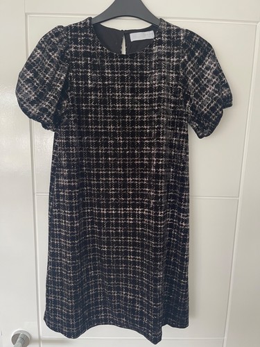 Zara Metallic Checkered Black Dress - Size 11-12 Years | eBay.de