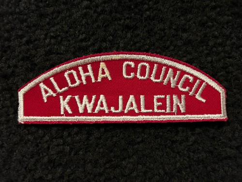 ALOHA COUNCIL KWAJALEIN Boy Scout red & white council full strip RWS ...