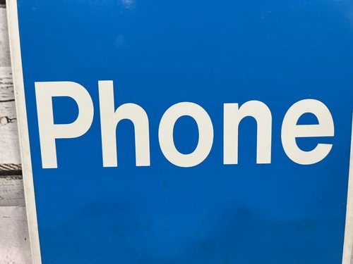 VTG Public Pay Phone Booth Double Sided Blue/White Metal Hanging Sign ...