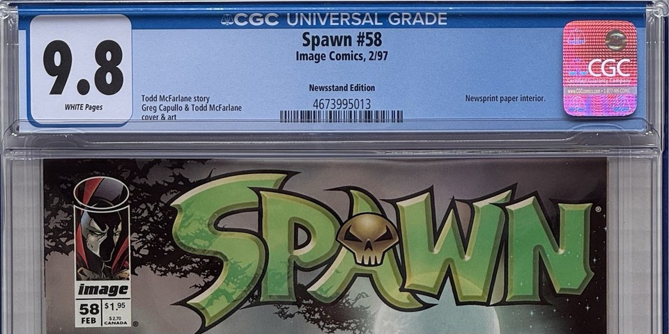 Spawn #58 CGC 9.8 Newsstand White Pages McFarlane Capullo Image Comics ...