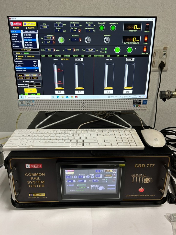Common Rail Injector & Pump Tester with Digital Flowmeters, Test data ...