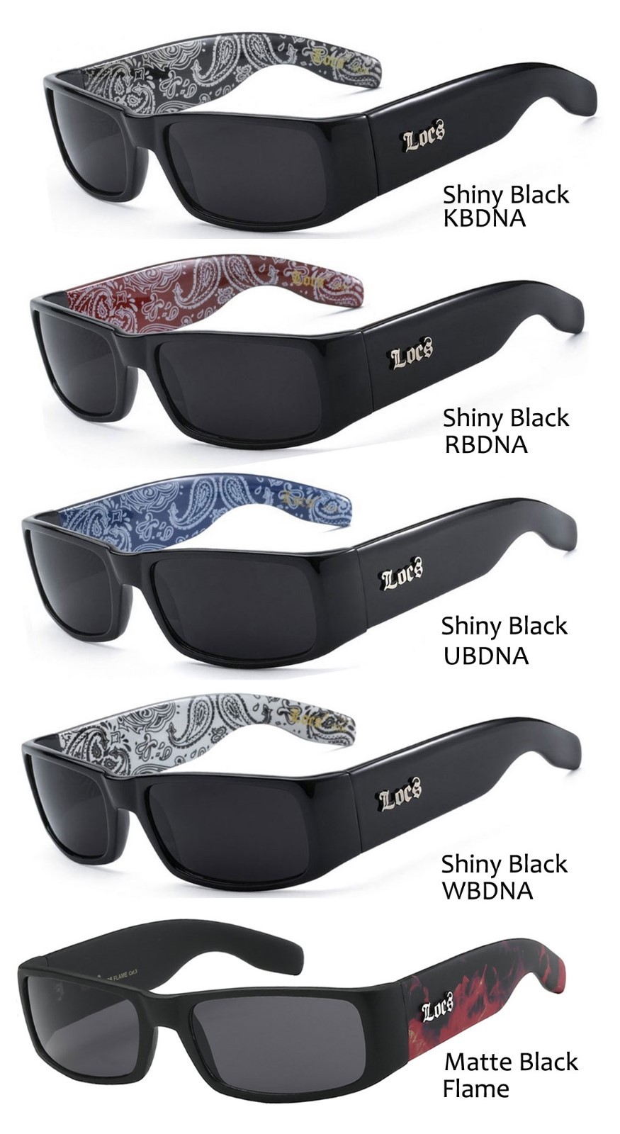 1 or 3 Pair(s) Mens OG Locs Authentic Rectangular Gangster Cholo ...