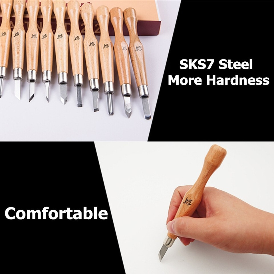 12Pcs Wood Carving Hand Chisel Tool Set Professional Woodworking Gouges ...