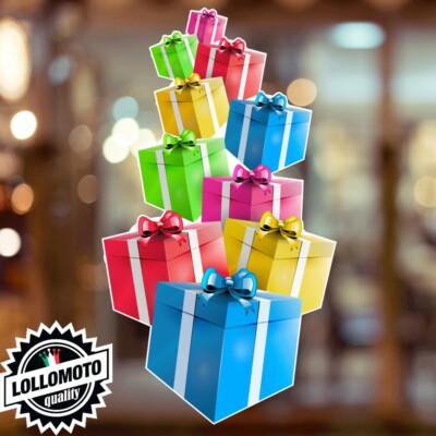 1x Adesivo Pacchi Regalo Colorati Stampati Allestimento Decorazione ...