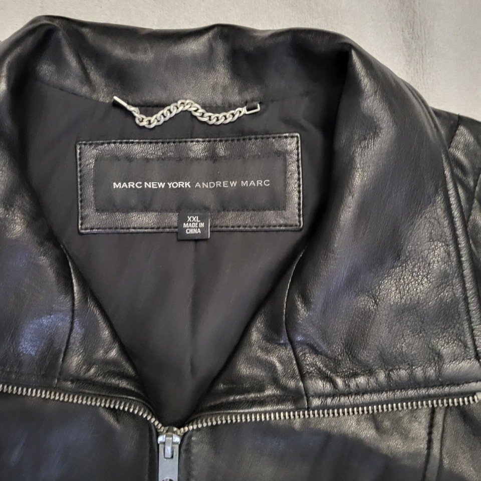New Marc New York Andrew Marc Black Leather Jacket Size 2XL | eBay