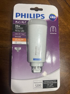 Philips PL-C / PL-T 26w 10.5w LED Soft White Dimmable 4 Pin Light Bulb ...