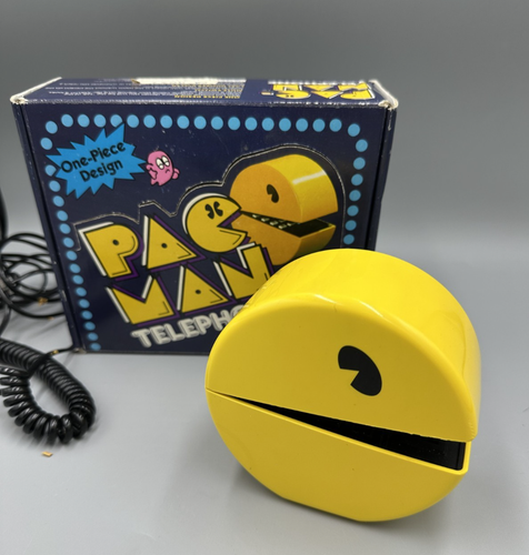 1980s PAC MAN Flip Phone TELEPHONE Original BOX ValuTel Bally Midway ...