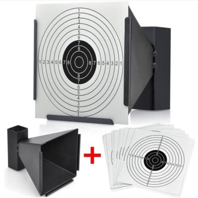 14cm SHOOTING FUNNEL TARGET HOLDER + 50 100 TARGETS AIR RIFLE PISTOL ...