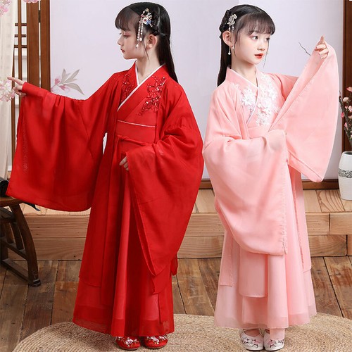Girl Hanfu Sakura Embroidery Dress Tulle Chinese Traditional Costume ...