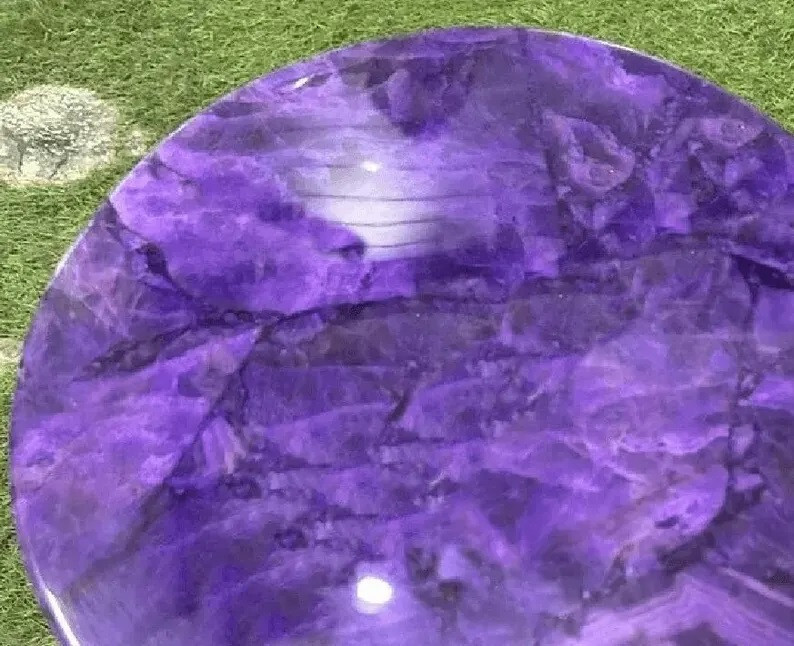 Round Amethyst Table Top Healing Crystal Handmade Arts Home Furniture ...