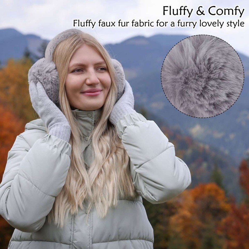 Men Women Foldable Ear Muffs Winter Ear Warmers Fluffy Earwarmer Soft ...