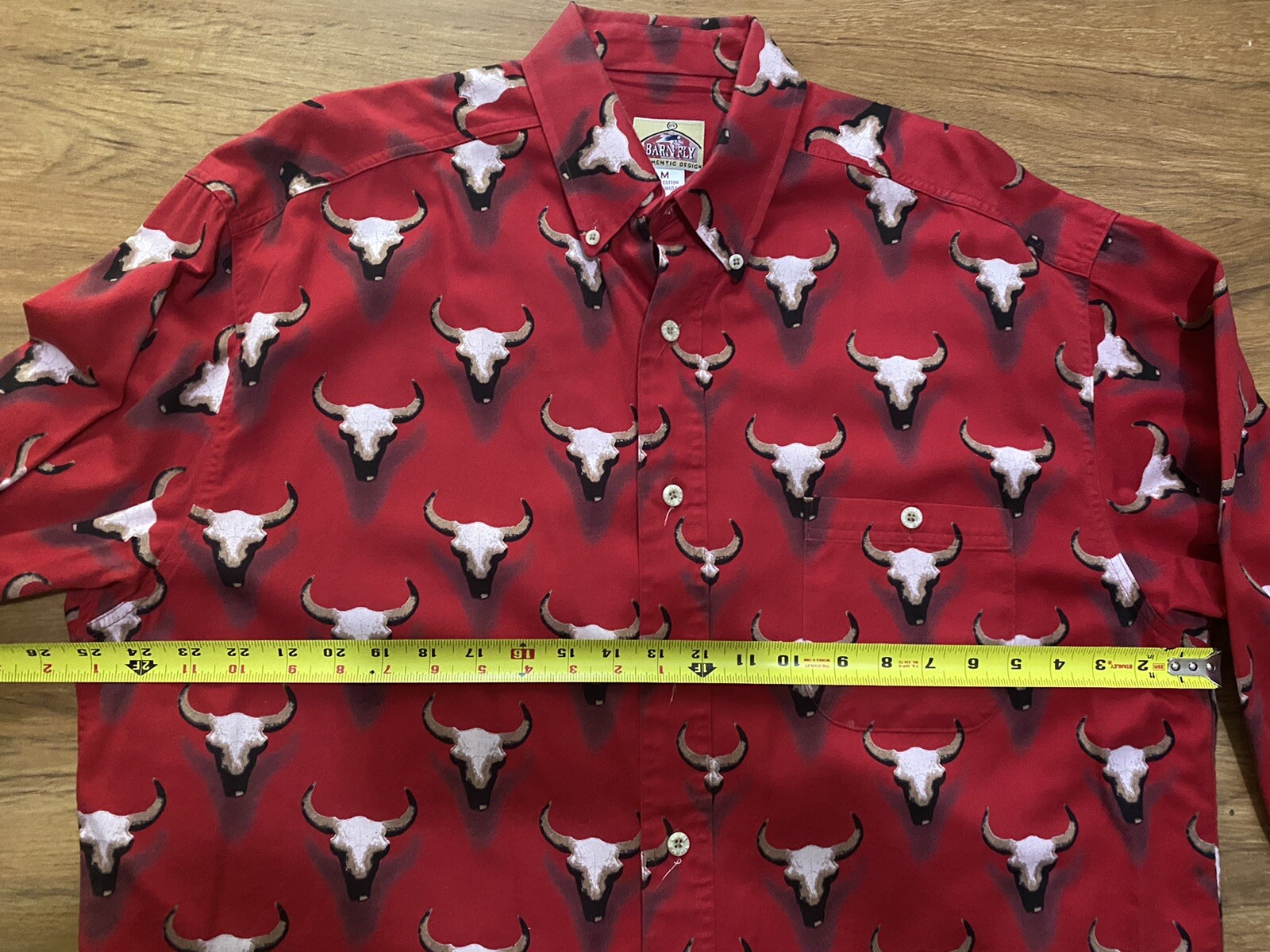 Barn Fly Red Cow Skull All Over Print Western Shirt Mens Sz M Made in ...