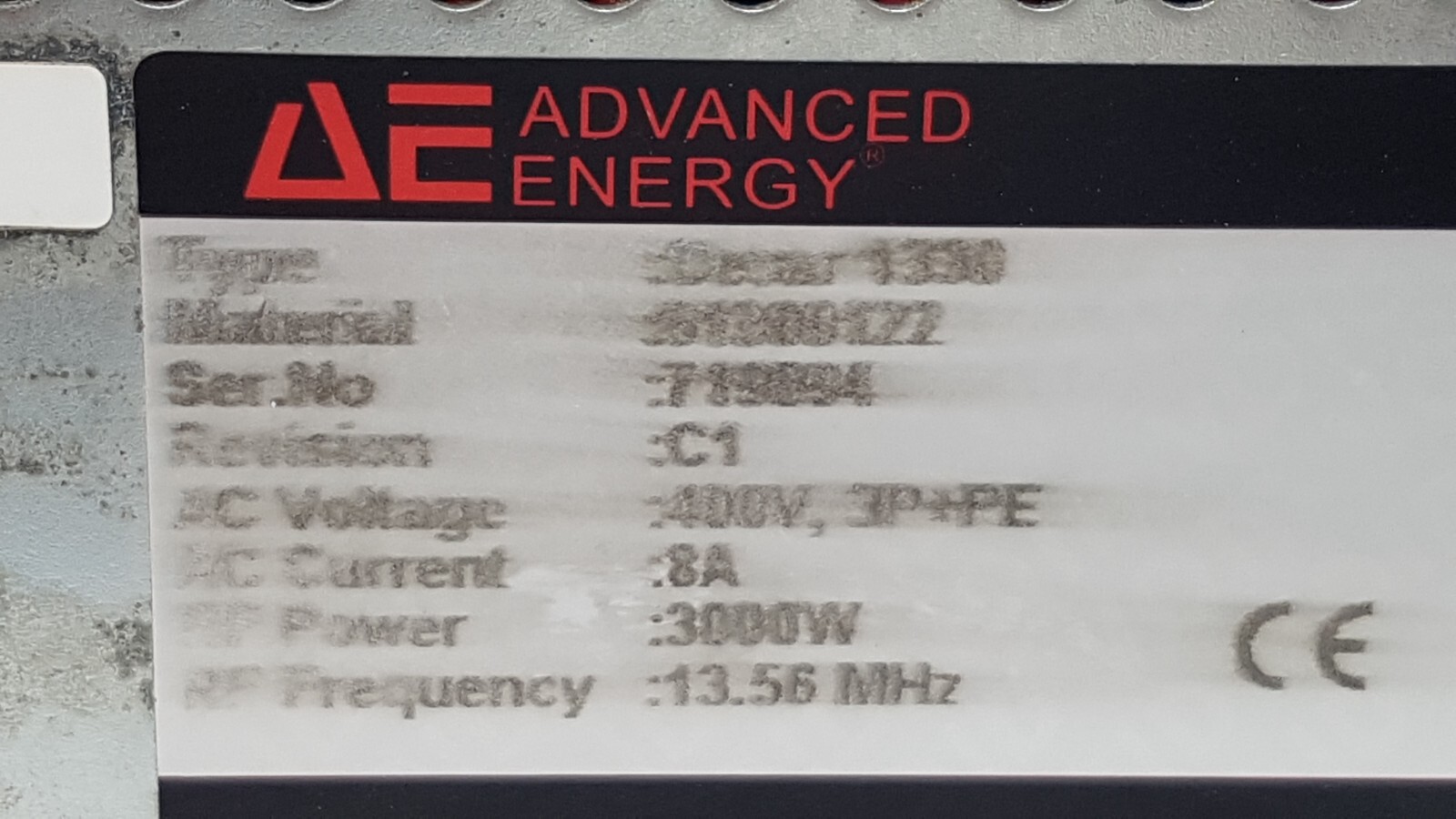 AE ADVANCED ENERGY CESAR RF POWER GENERATOR 1330, 3000W, 13.56MHZ ...