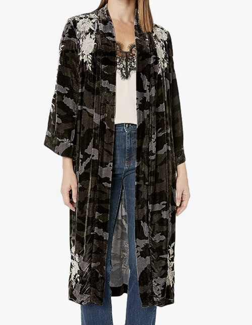 Johnny Was Embroidered Velvet Kimono Coat Jacket S Fi… - Gem