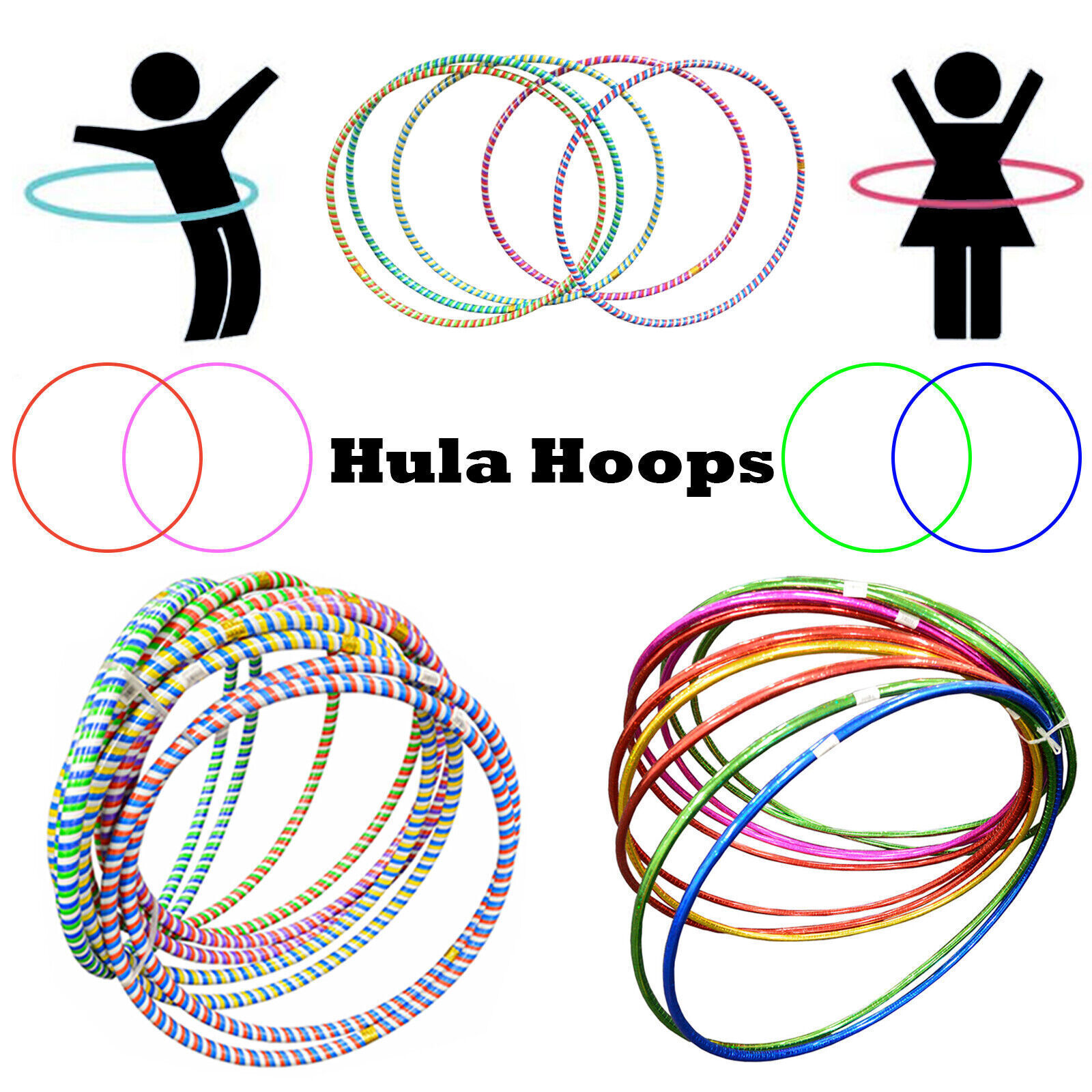 Multicolour Hula Hoop Kids Adults Thin Waist Fitness Activity Plastic ...