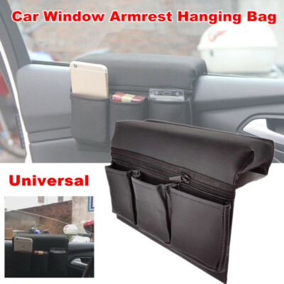 Car SUV Window Armrest Hanging Bag Leather Storage Pocket Organizer ...