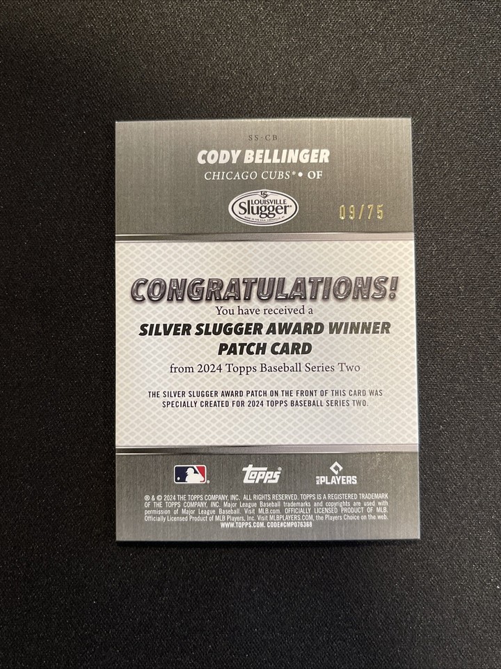 2024 Topps Series 2-Cody Bellinger #SS-MO Silver Slugger Winner Relic ...