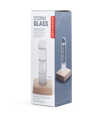 Kikkerland Storm Glass Liquid Weather Predictor with Wood Base ...