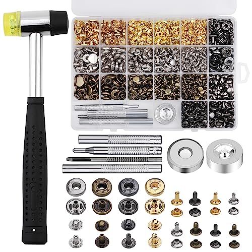 320 Pcs Leather Rivets Kit 60 Pcs Leather Snap Fasteners 2 Size Leather ...