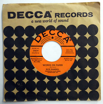 RICK RANDELL 45 Words On Paper / Debbie TEEN Pop DECCA 1964 e3761 | eBay