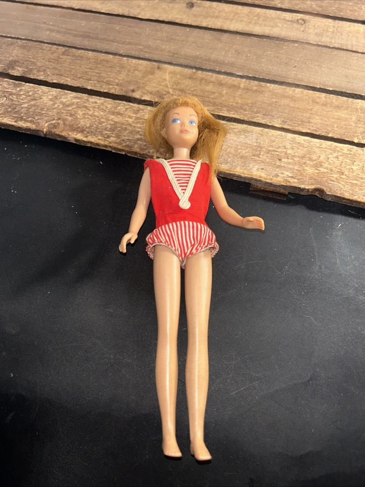Vintage Barbie Straight Leg Red Hair Skipper In Original Red Swimsuit ...