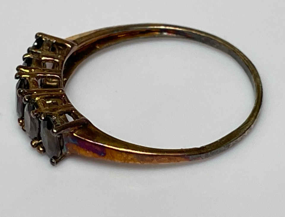 Antique 9ct Yellow Gold Ring Amethyst Stones Full UK Hallmark Ring Size ...
