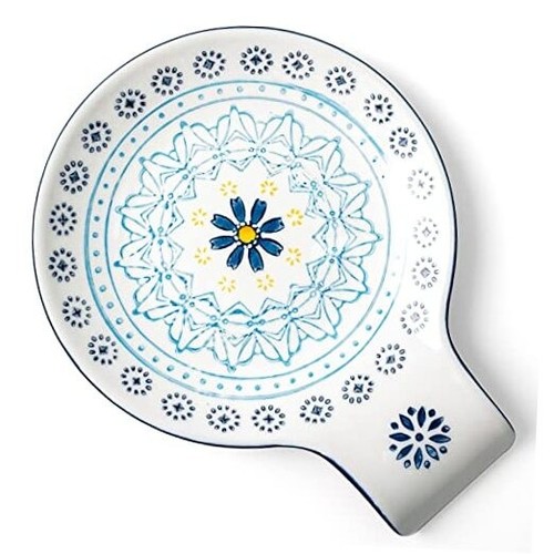 Hand Painted Spoon Rest, 5.5" Ceramic Spoon Holder for Stove Top and ...