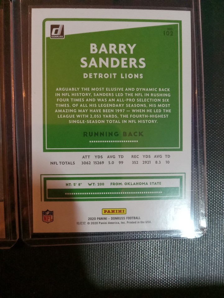 Barry Sanders Detroit Lions Card Lot (6) ('90, '92, 95, '00, '20, '24 ...