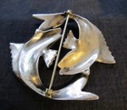 Vintage Sterling Retro Cast Pair Of Fish Pin 2 7/8" | eBay
