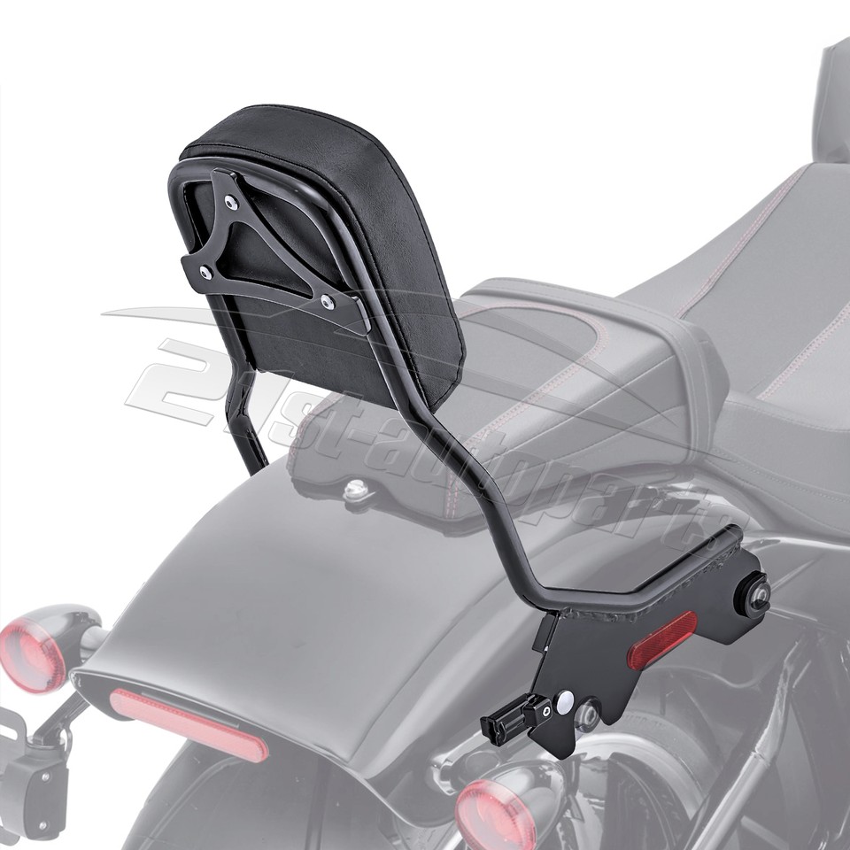 Black Backrest Sissy Bar For Harley Softail Slim FLSL Street Bob FXBB ...