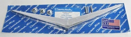 1956 Chevy V8 Chrome Hood Vee 56 Chevrolet Danchuk 1041 Emblem | eBay