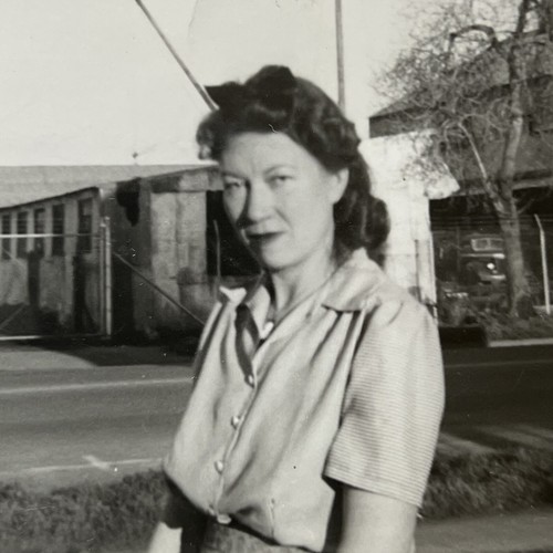 Vintage B&W Snapshot Photograph Beautiful Young Woman WW2 Scrap Yard M ...