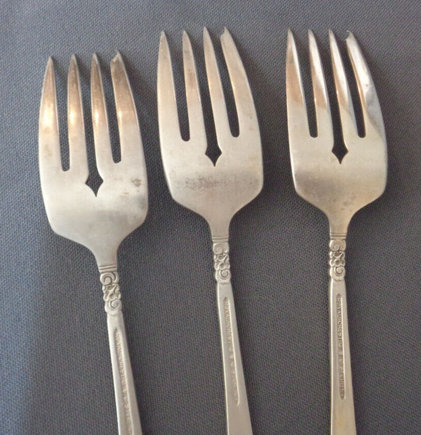 Vintage 1940s Royal Crest Castle Rose Sterling Silver Salad Forks ...